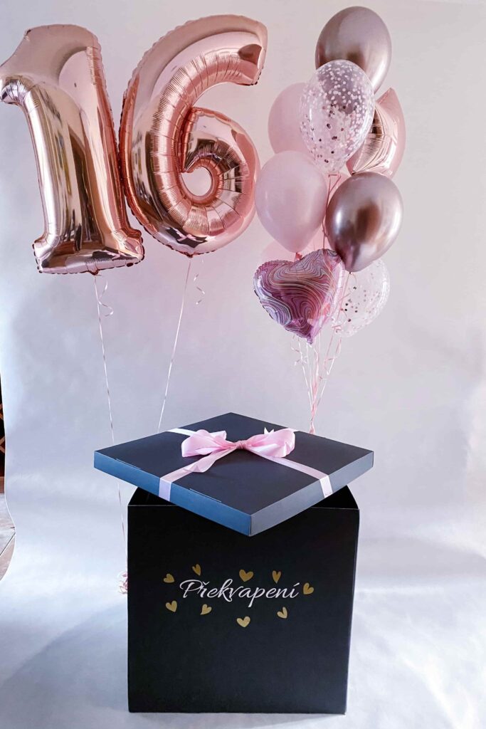 Giant box with balloons 2 Pink numbers - balloonsprague.cz